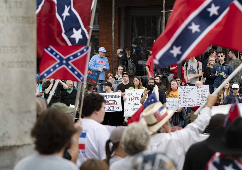 Neo-Confederate Protesters March From Oxford Square To Ole Miss Campus ...
